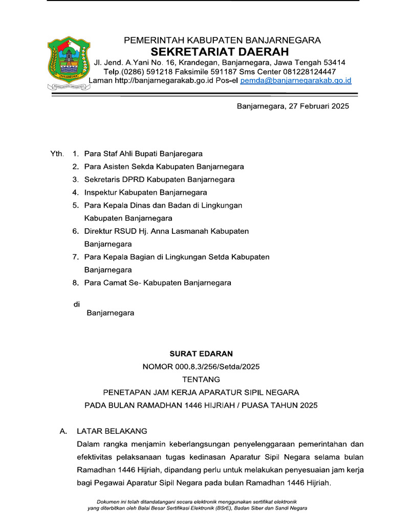 Jam Kerja Ramadhan 2025 | PDF