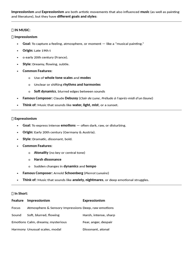 Mapeh Expressionism and Impressionism | PDF | Impressionism | Expressionism