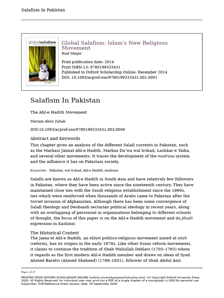 Salafism and Ahl-e Hadith in Pakistan | PDF | Salafi Movement | Wahhabism