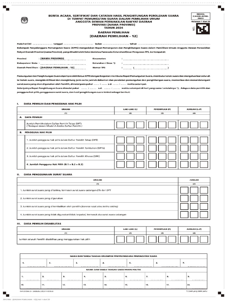 Model C Hasil - DPRD Provinsi | PDF