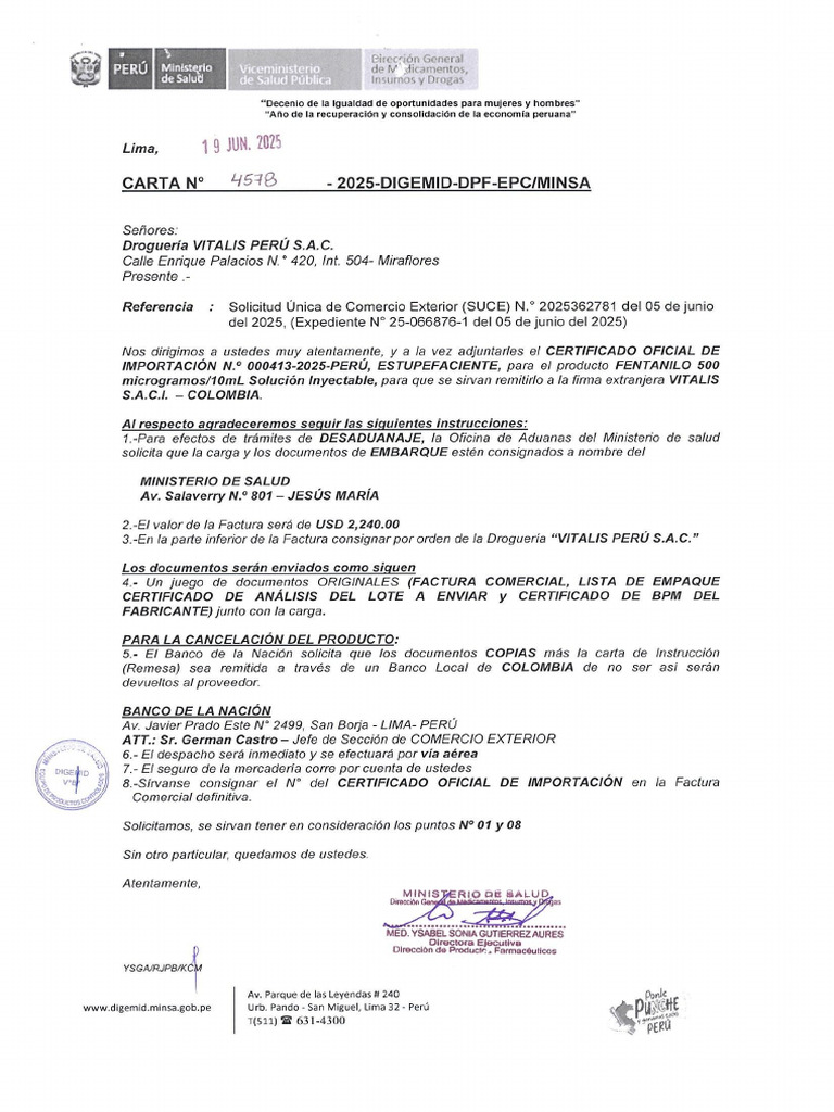 Carta 4578-2025 Digemid | PDF | Economias | El comercio internacional
