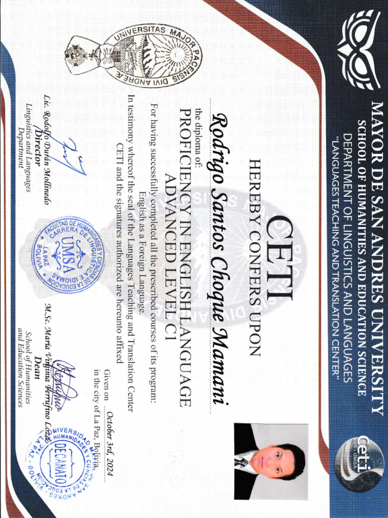 Titulo Tecnico Superior Ingles Rodrigo Santos Chqoue Mamani | PDF