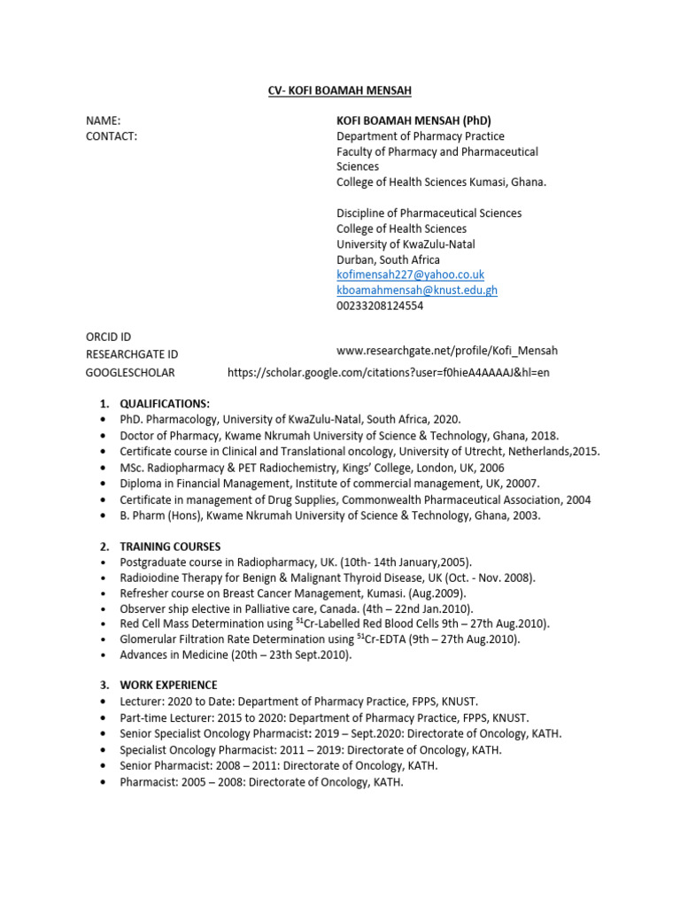 Cv-Kofi Boamah Mensah Kofi Boamah Mensah (PHD) : Kofimensah227@yahoo ...