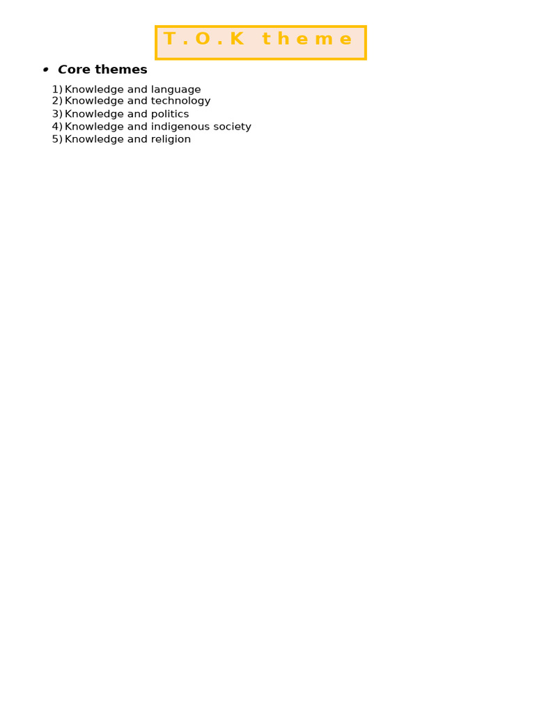 Core Themes of Theory of Knowledge | PDF