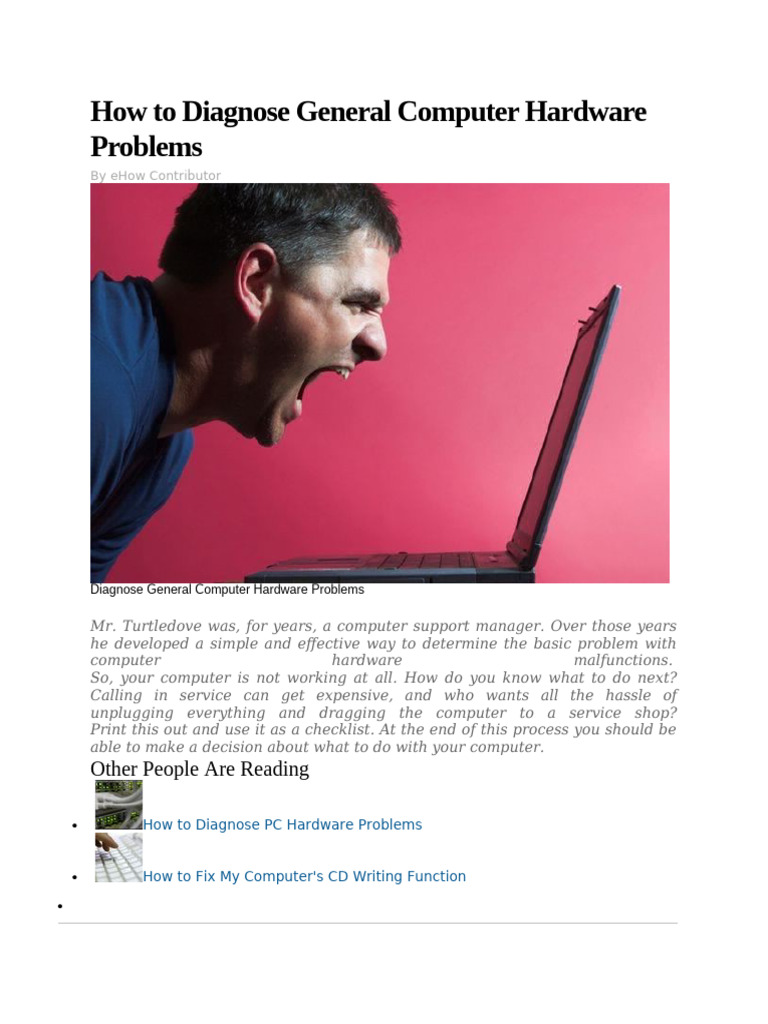 How To Diagnose General Computer Hardware Problems-1 | PDF | Booting | Antivirus Software