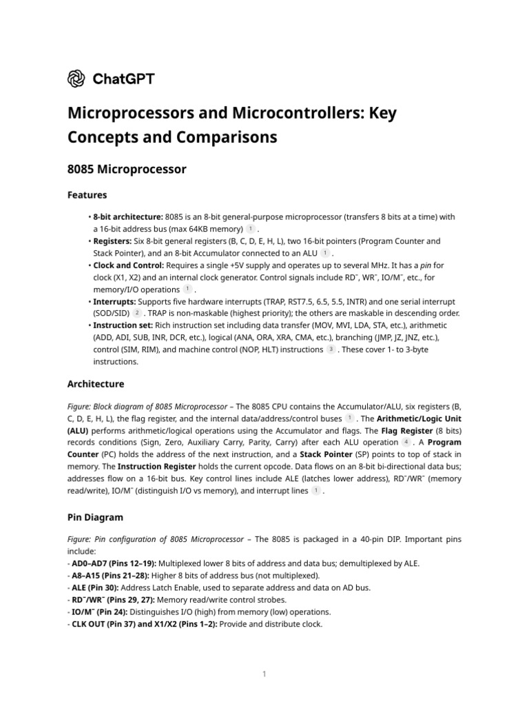Microprocessors and Microcontrollers - Key Concepts and Comparisons | PDF | Computer Engineering ...