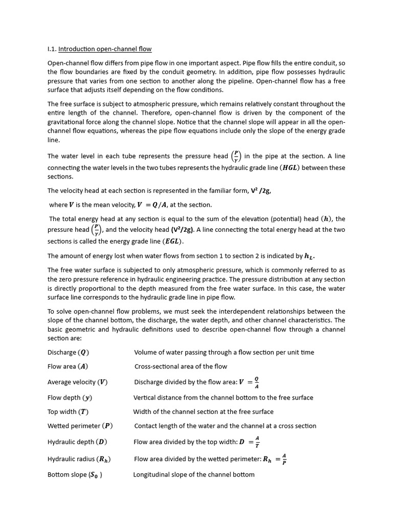 Introduction To Open Channel Flow | PDF | Pressure | Area
