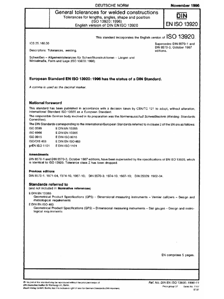 Din en Iso 13920 | PDF