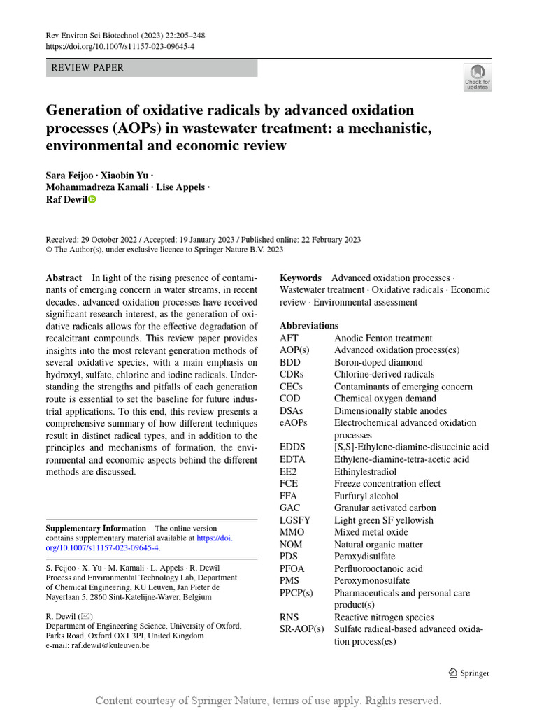 Generation of Oxidative Radicals by Advanced Oxida | PDF ...