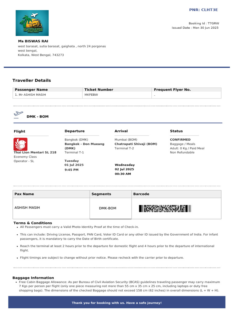 BKK To Atq Ashish Masih | PDF | Aviation