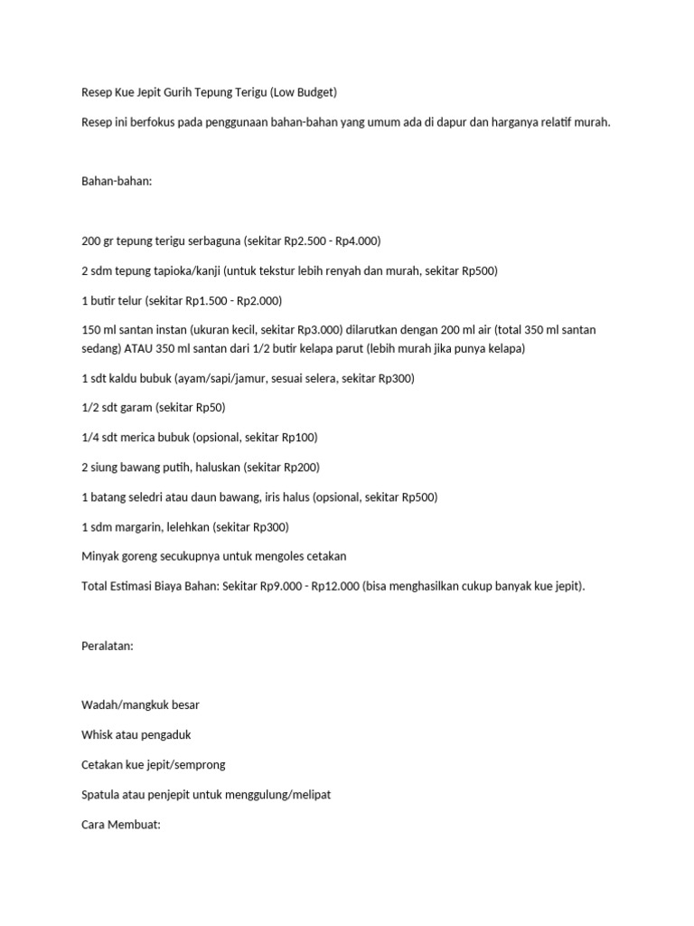 Resep Kue Jepit-WPS Office | PDF