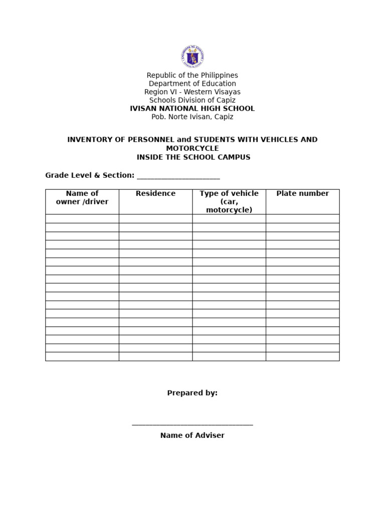 Inventory of Vehicles | PDF