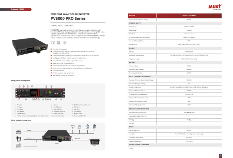 Must-Power PV50-5248PRO Datasheet EN | PDF | Power Inverter | Battery ...