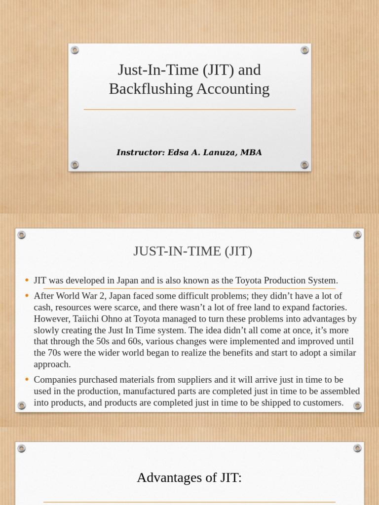 Just in Time Backflushing | PDF | Lean Manufacturing | Business