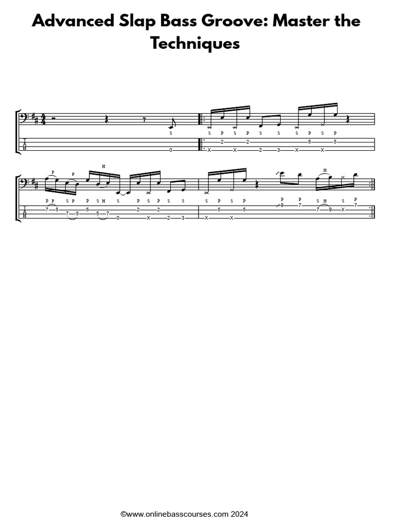 Advanced Slap Bass Groove Master The Techniques | PDF