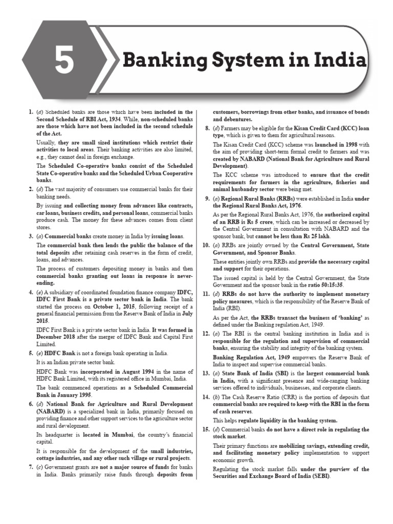 05 - Banking System in India - Sol | PDF | Banks | Reserve Bank Of India