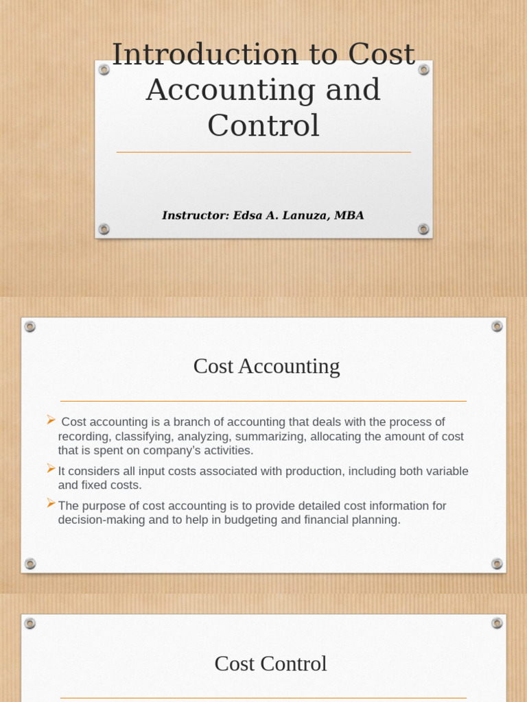 Cost Accounting and Control Overview | PDF