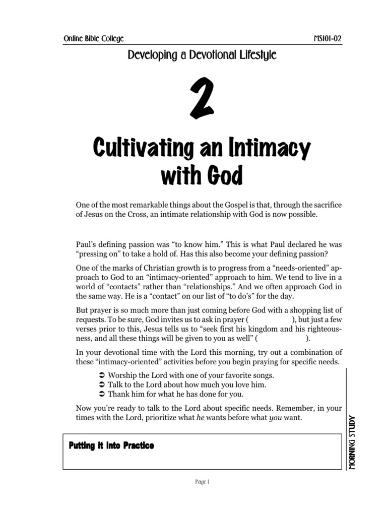 Cultivating Intimacy with God | PDF | Memory | God In Christianity
