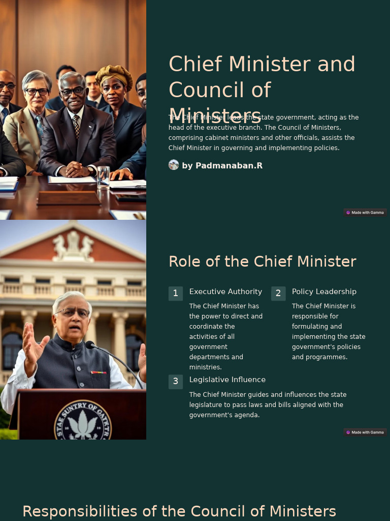 Chief Minister and Council of Ministers | PDF | Cabinet (Government ...