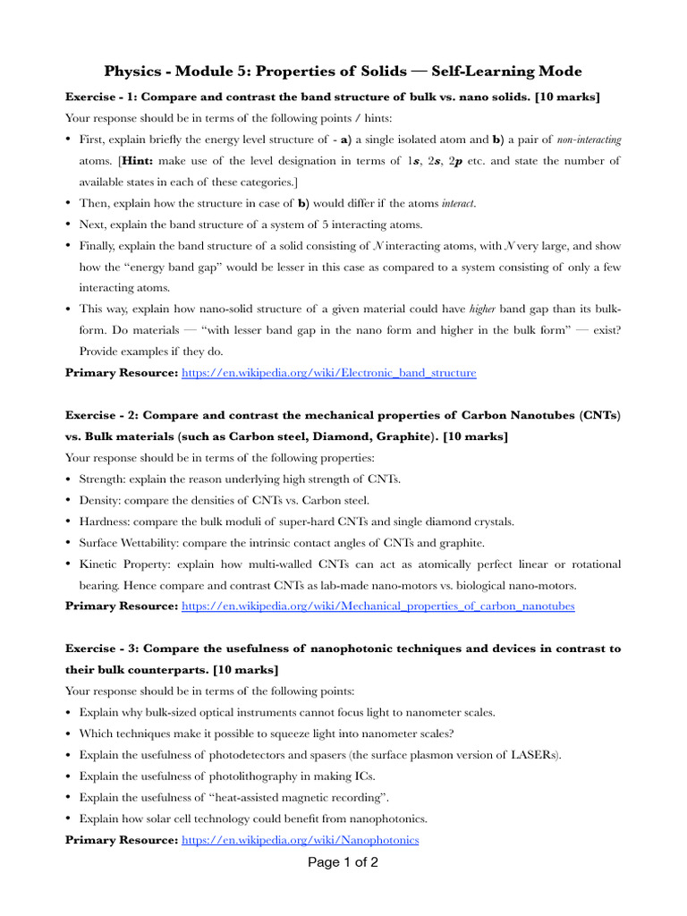 Physics Module 5 Notes | PDF | Carbon Nanotube | Electronic Band Structure