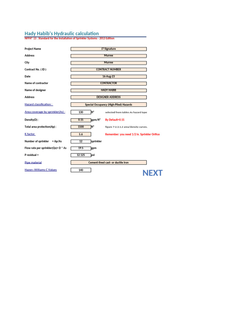 Fire Sprinklers Hydraulic Calculations | PDF | Fire Sprinkler System ...
