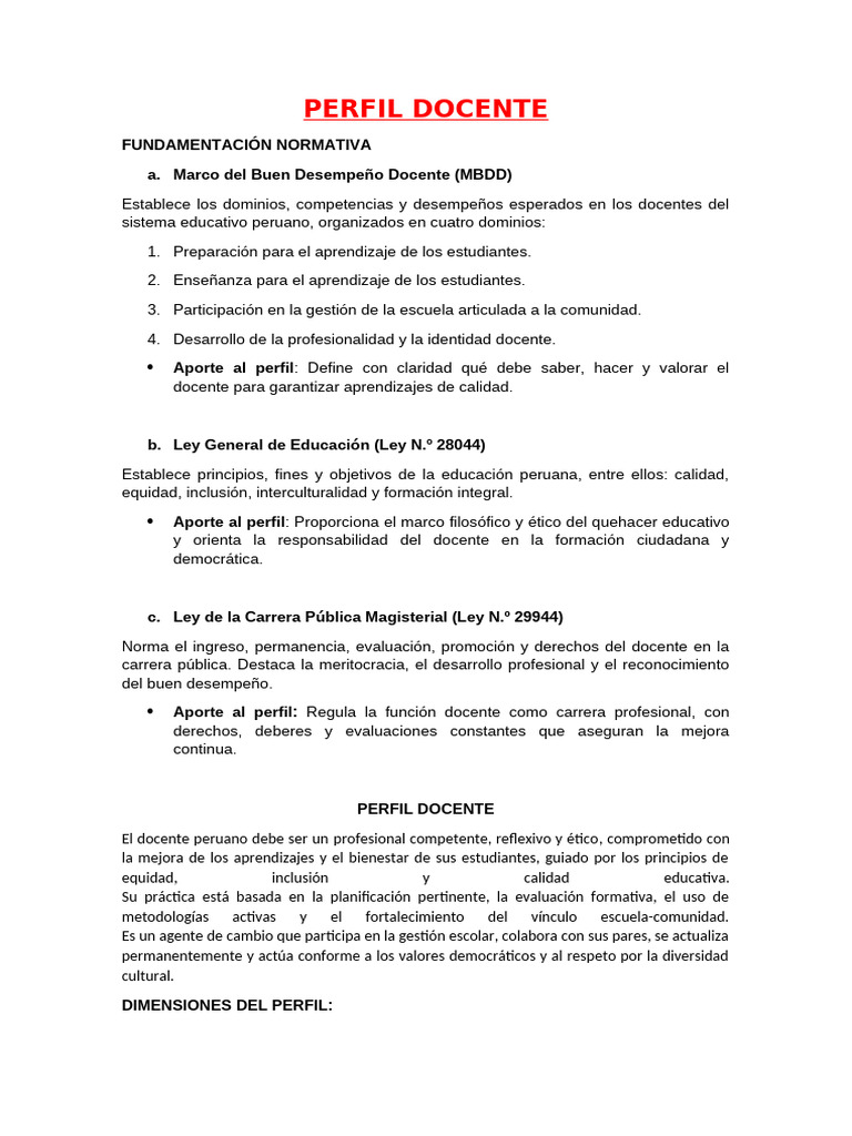 Perfil Docente | PDF | Maestros | Enseñando
