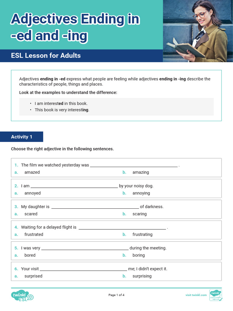 T 1717156661 Esl Adjectives Ending in Ed and Ing Activity Sheet Adults ...