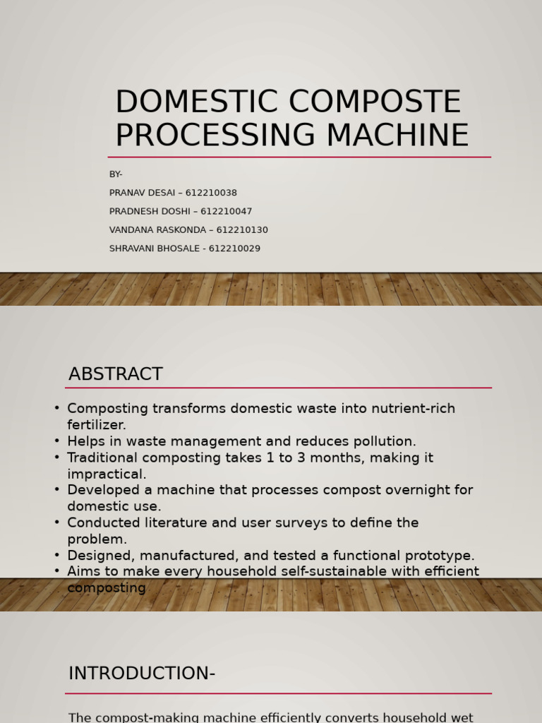 Domestic Composte Processing Machine | PDF | Compost | Decomposition
