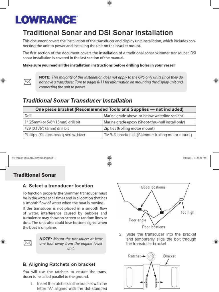 Traditional Sonar And Dsi Sonar Installation Pdf Equipment
