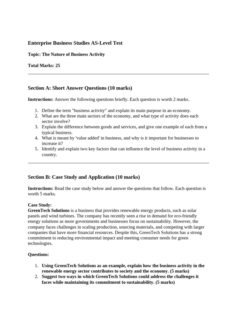 Enterprise Business Studies As | PDF | Environmental Technology ...
