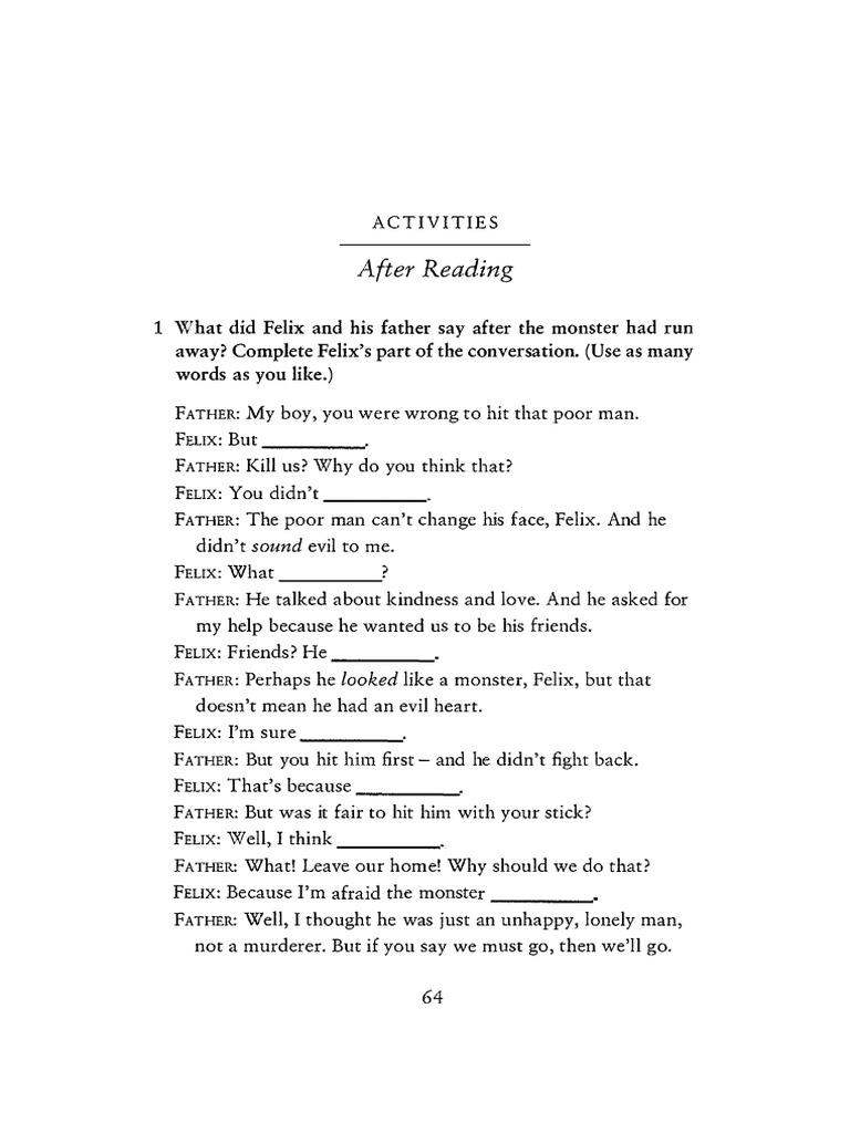 Frankenstein Worksheet 1 | PDF