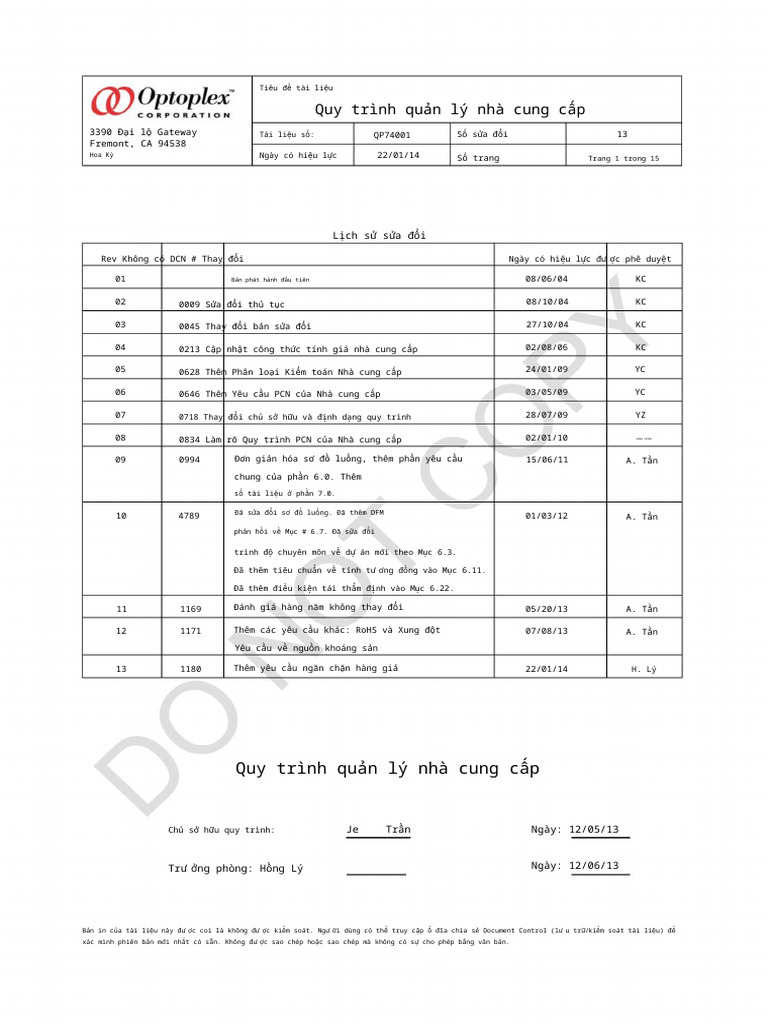 QP 74001 Rev 13 Supplier Management Procedure | PDF