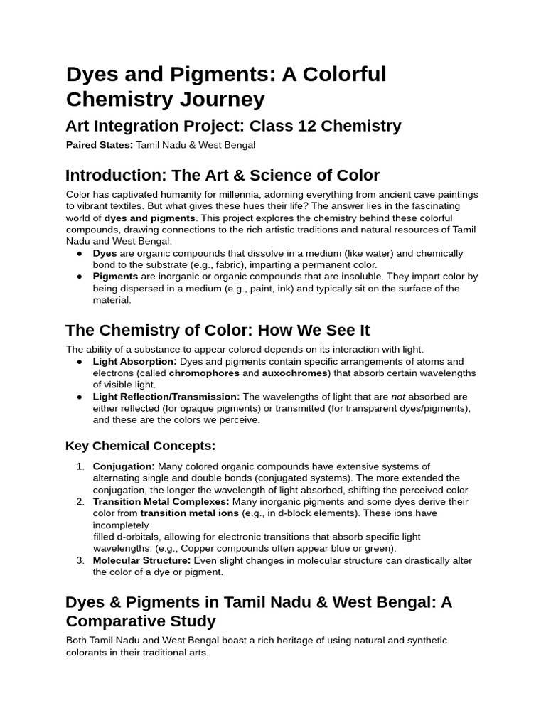 Chemistry of Dyes and Pigments Explained | PDF | Pigment | Dye