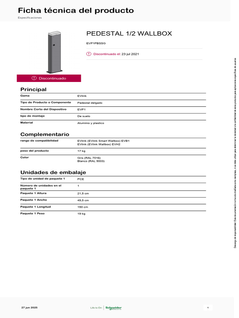 Schneider Electric EVlink-Smart-Wallbox EVP1PBSSG | PDF