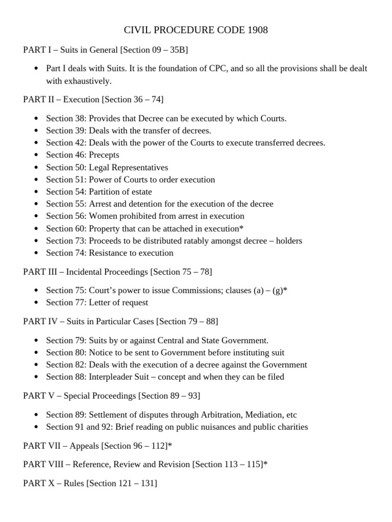 Overview of Civil Procedure Code 1908 | PDF | Judgment (Law) | Lawsuit