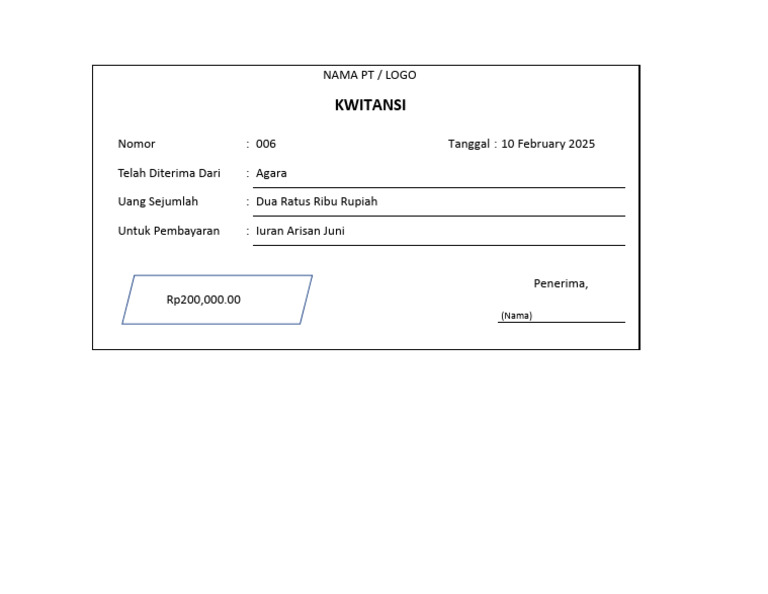 KWITANSI - XLSX - Template | PDF