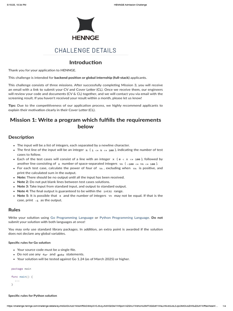 HENNGE Admission Challenge | PDF