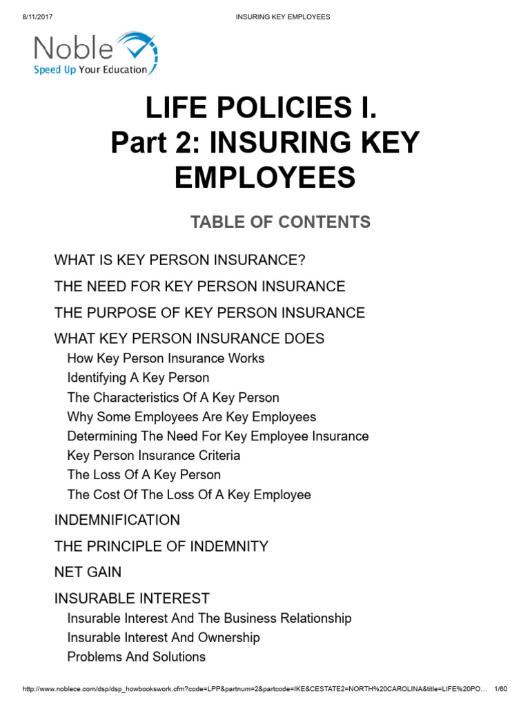 Life Policies 1 - Part 2 - Insuring Key Employees | PDF | Insurance ...