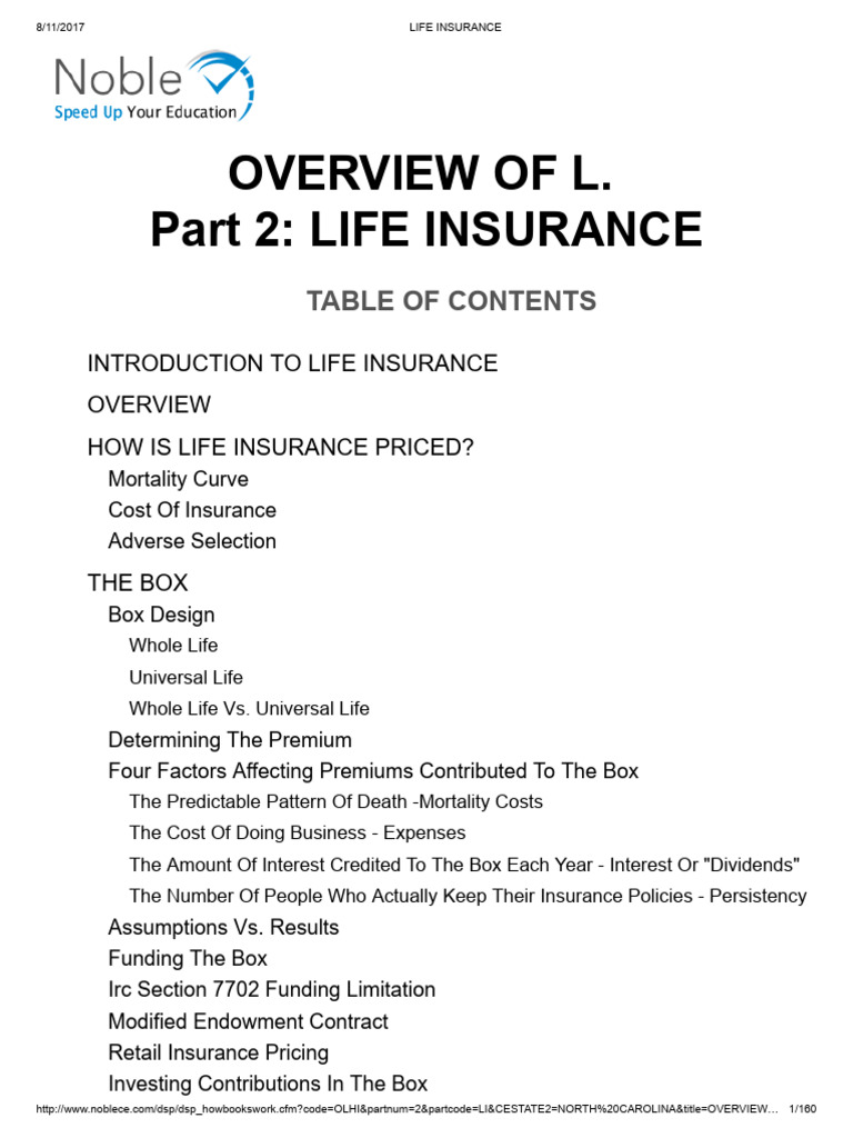 Overview of Life and Health Plans - Part 2 Life Insurance | PDF | Life Insurance | Insurance