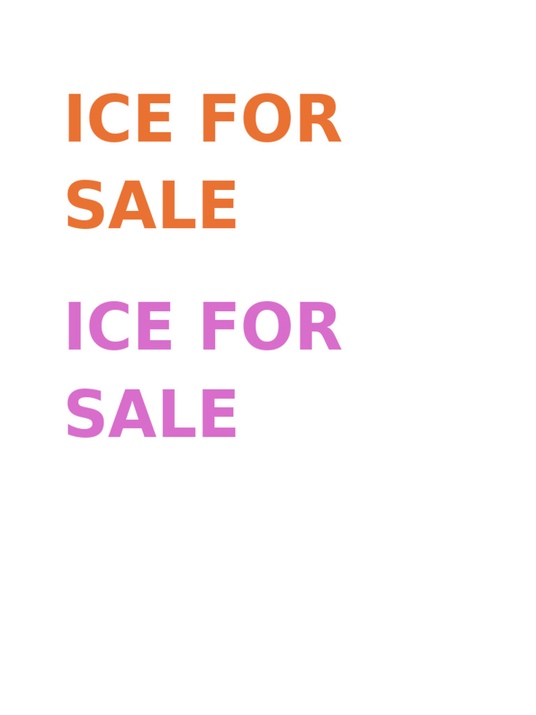 Ice For Sale | PDF