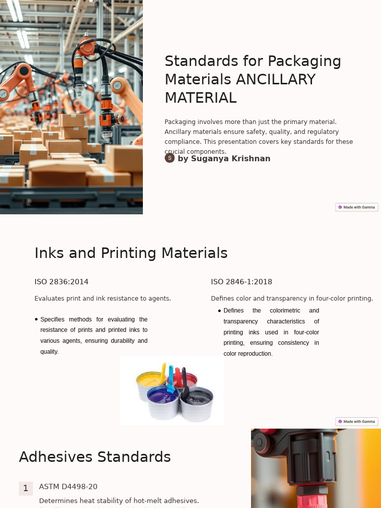 Standards For Packaging Materials ANCILLARY MATERIAL | PDF | Adhesive | Paint