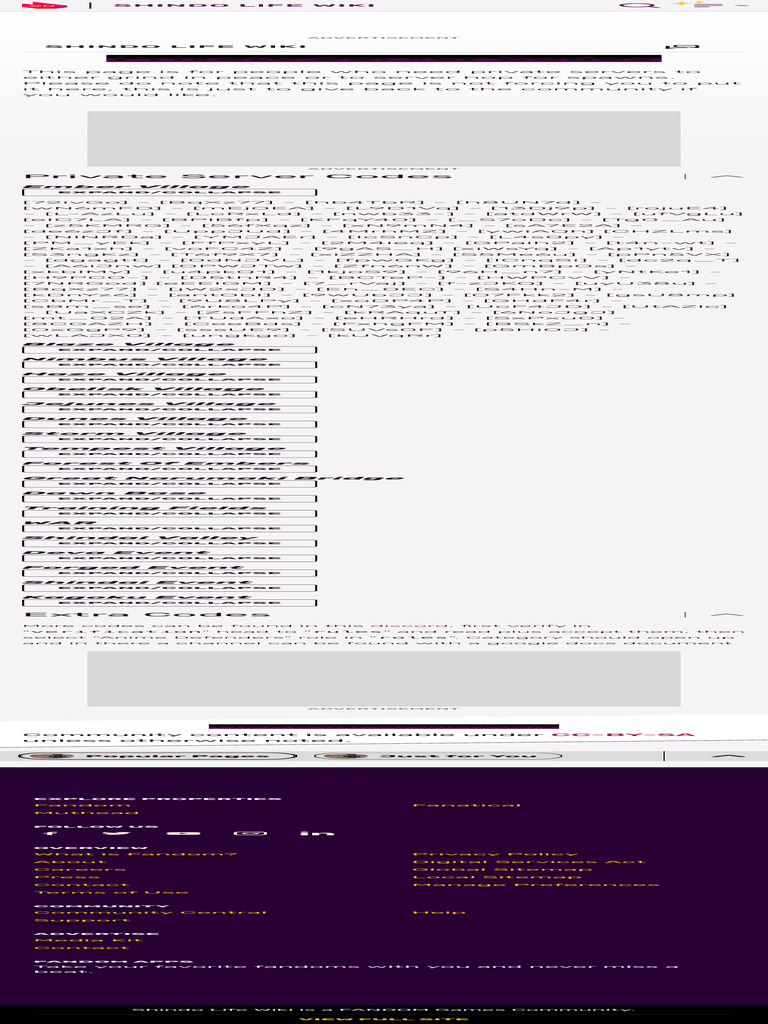 Private Server Codes Shindo Life Wiki Fandom | PDF | Internet | Cyberspace