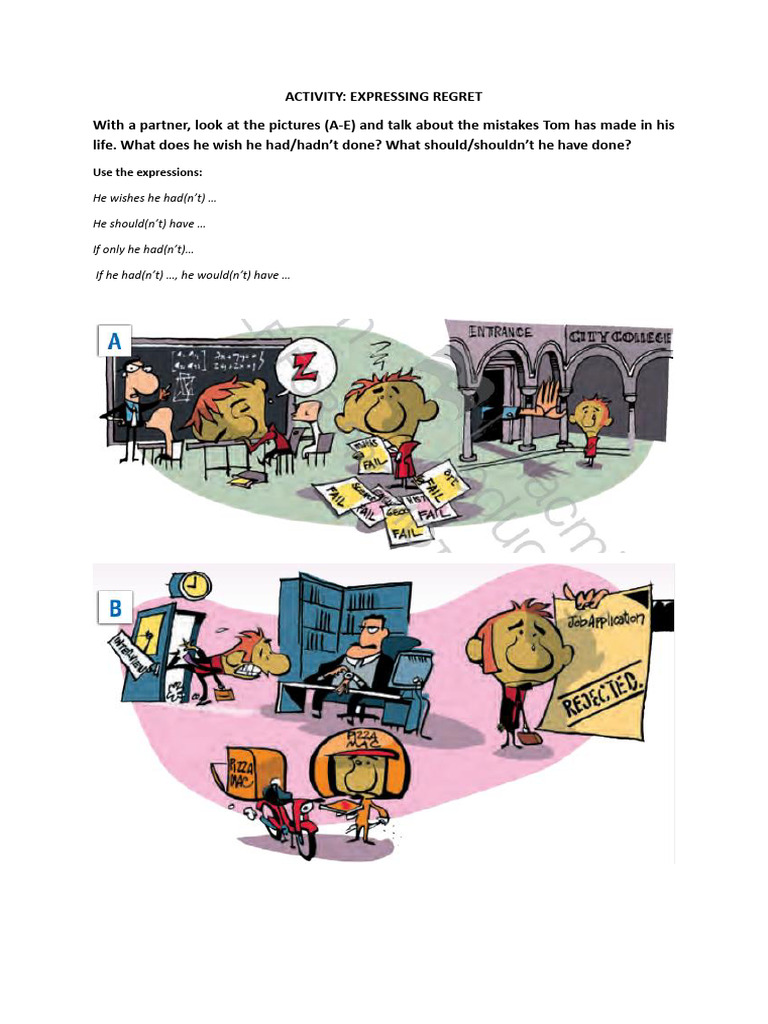 Expressing Regret TOM Images Activity | PDF