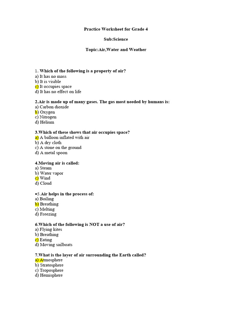 Grade4 Science Ws1 Revision Paper | PDF