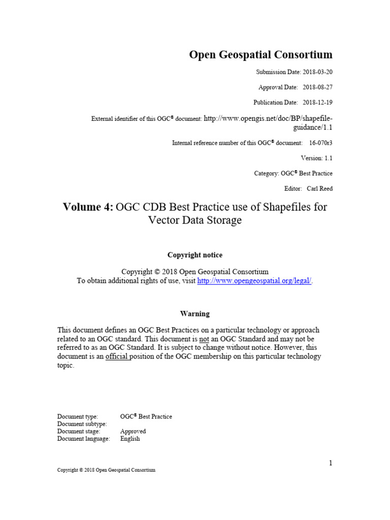 16-070r3 Volume 4 OGC CDB Best Practice Use of Shapefiles For Vector Data Storage | PDF ...