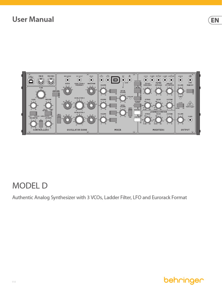 MODEL D Analog Synthesizer Manual | PDF | Synthesizer | Low Pass Filter