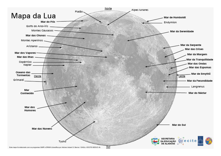 Mapa Da Lua 2018 v2 | PDF | Ciência Planetária | Ciência Lunar