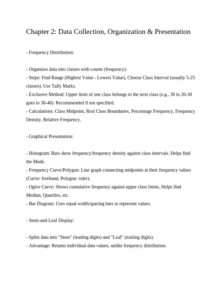 Chapter 2 - Data Collection, Organization & Presentation | PDF