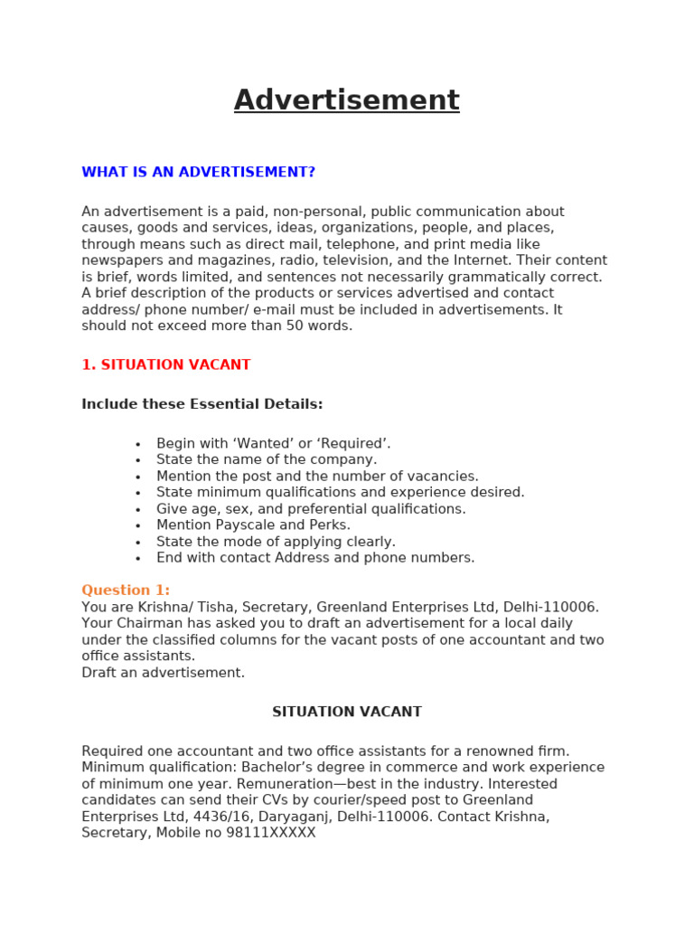 Classified Advertisement Guidelines | PDF | Poster | Advertising