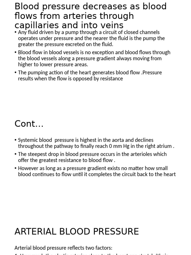 Blood Pressure Decreases As Blood Flows From Arteries | PDF | Blood Pressure | Artery